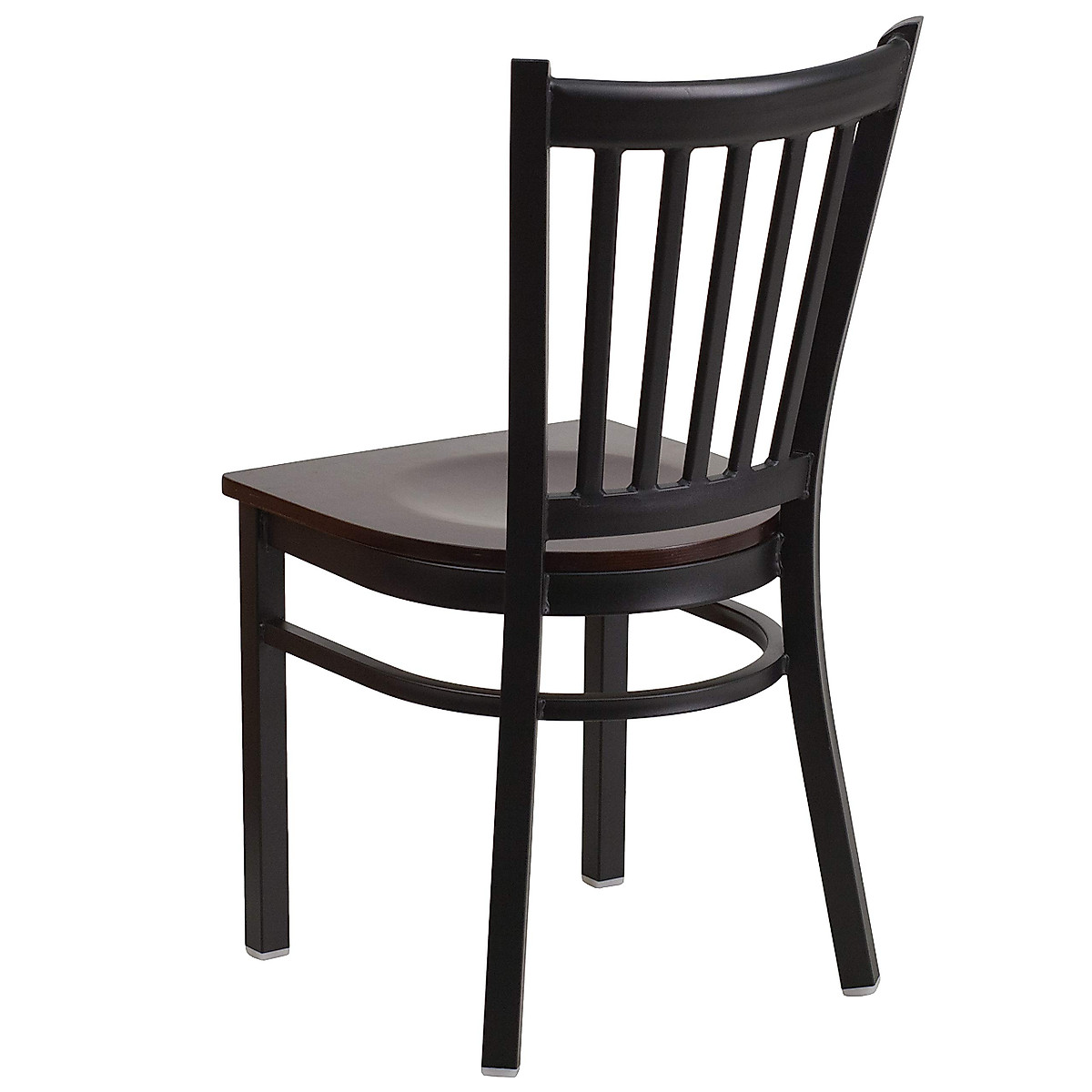 Flash Furniture HERCULES Series Black Vertical Back Metal Restaurant Chair - Walnut Wood Seat