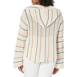 Billabong Women's Bonfire Hooded Baja Pullover Sweater, Whitecap, Large
