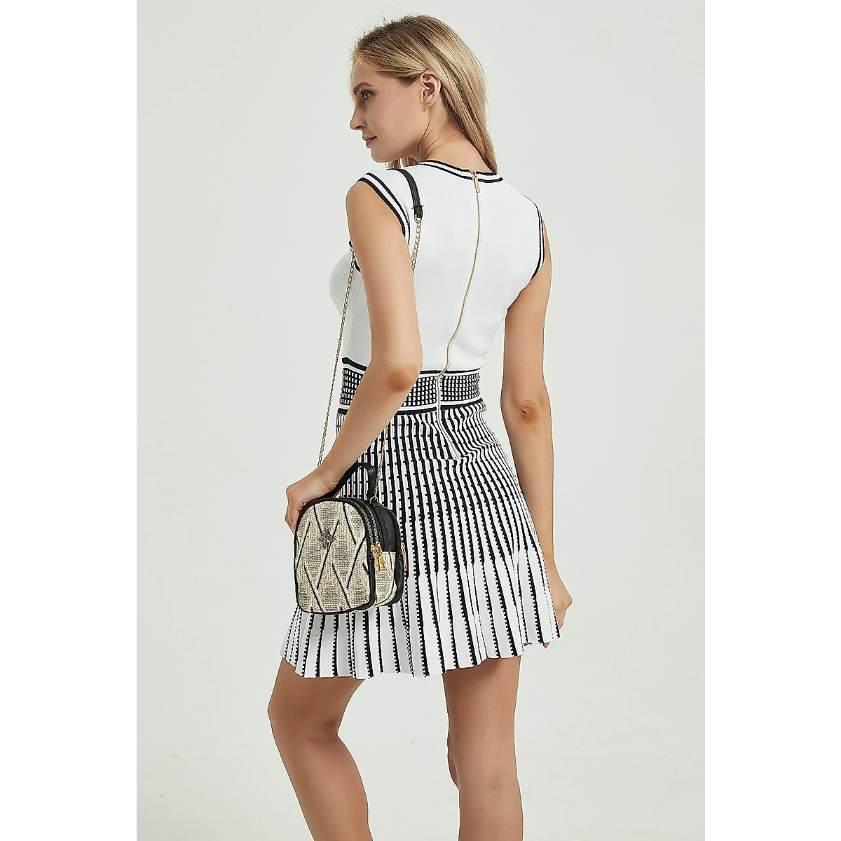 Small Crossbody Bags Shoulder Bag for Women Bee Stylish Lady Fashion Cute Purse Mini Handbag straw rope design hollow-carved (Black3)