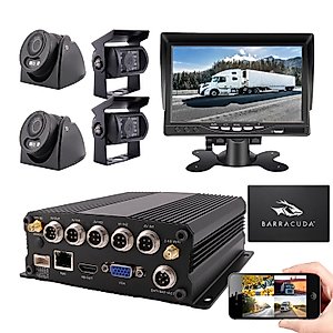 JOINLGO 4-CH GPS WiFi RJ45 1080P Vehicle Bus CCTV DVR Video Recorder Kit Remote View on PC/Phone Waterproof IR Night Vision Camera for Truck Fleet Management (500GB SSD Included)