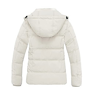 Wantdo Women's Plus Size Winter Coats Water-Resistant Puffer Jackets Beige 2XL
