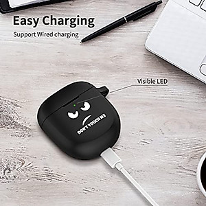 CACOE Silicone Case for Bose QuietComfort Earbuds II 2022,Protective Skin Bose QuietComfort Earbuds 2 Case Cover Shockproof Cute Funny Print Accessories with Keychain（Black）