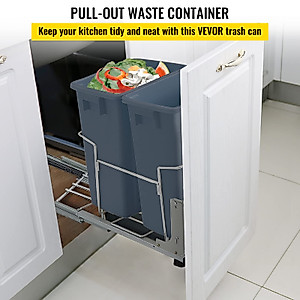 VEVOR Swing Left Blind Corner Cabinet Pull Out Organizer Pull-Out Trash Can (37Qt)