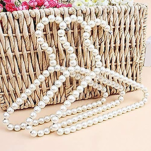 BUUEERR 3 Pack White Pearl Beads Metal Elegant Clothes Hangers for Kids Children Pet Dog (3 Pack White)