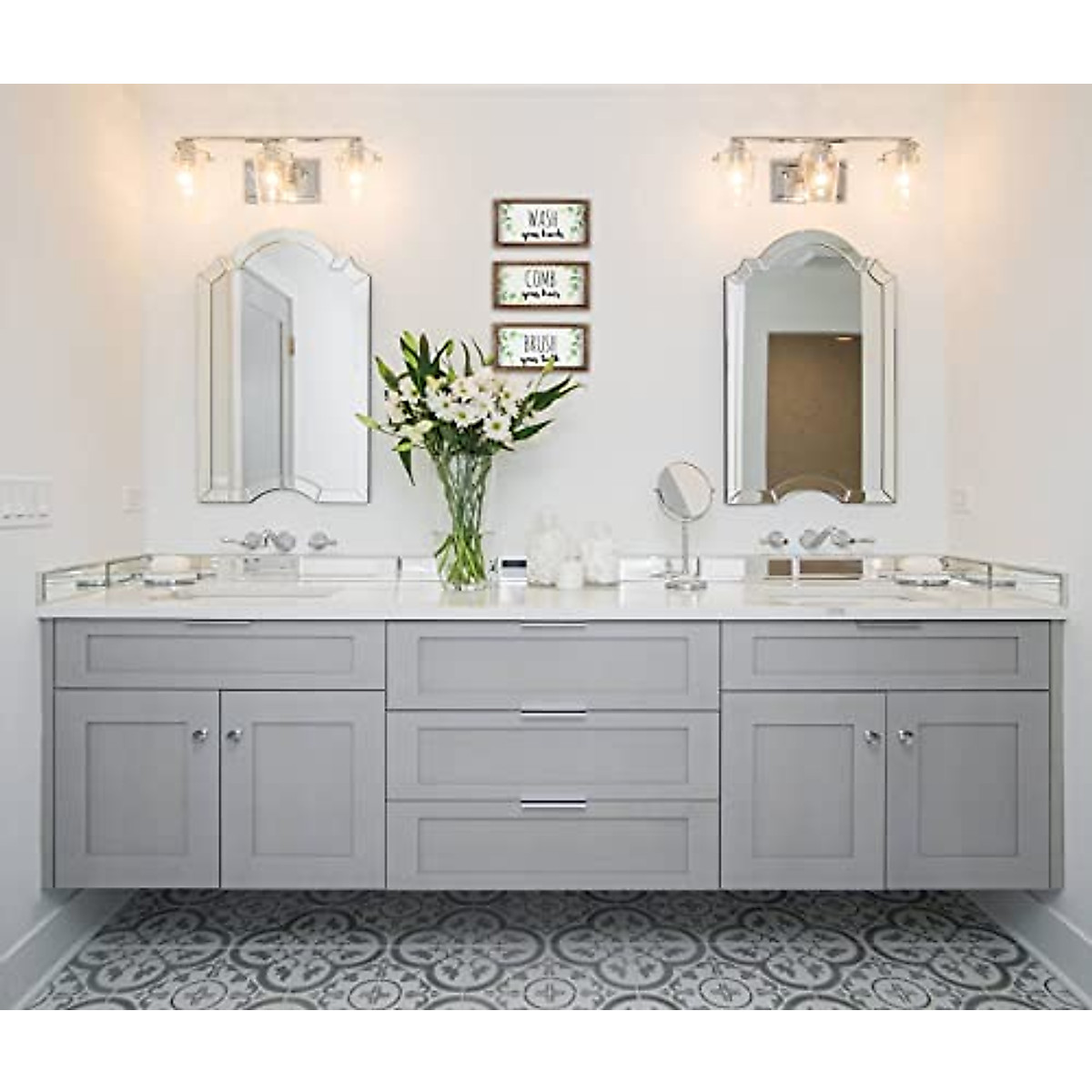 ABRADZ Bathroom Wall Decor Rustic Wood Farmhouse Bathroom Wall Decor Country Bathroom Decor Bathroom Sign & Plaque (Set of 3) Wash Your Hands Brush Your Teeth Comb Your Hair Bathroom Decorations