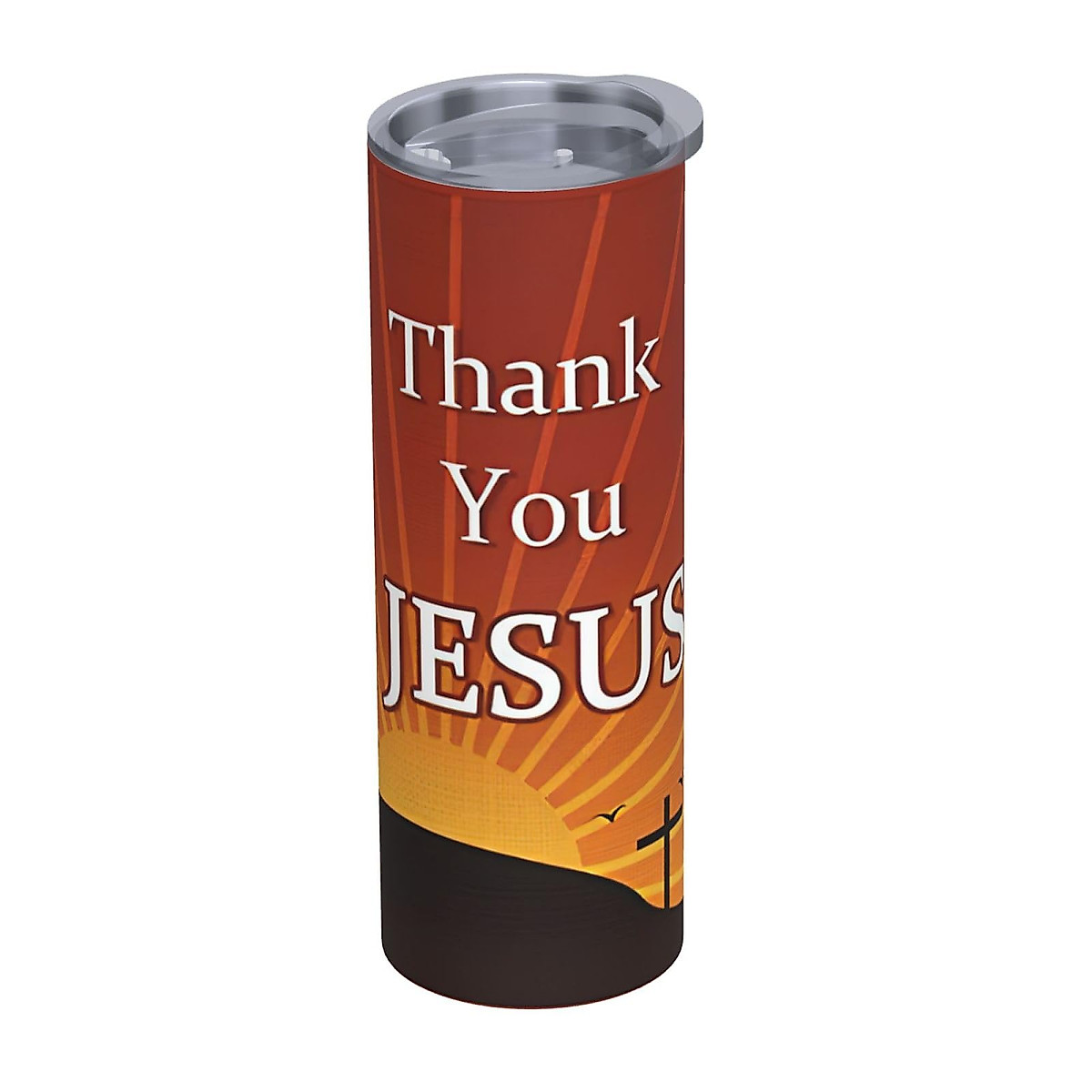 Stainless Steel Skinny Tumbler Thank You Jesus Travel Cup 20 Oz Double Wall Slim Insulated Coffee Mug With Splash Proof Lid & Straw & Cleaning Brush For Home Office