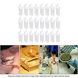 Scicalife Glass Slide Cases, 50pcs Plastic Rectangle Microscope Glass Holder Slide Box for 5 Slides, Microscope Slide Box for Laboratory Use