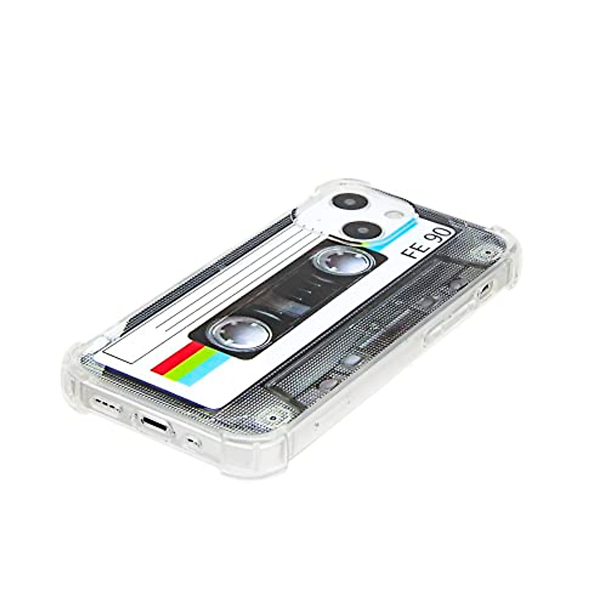 FAteamll Case for iPhone 13 Mini, Matte Finish Heavy Duty Soft Back Cover with Reinforced Corners TPU Soft Bumper Retro Cassette Tape Case Compatible with iPhone 13 Mini 5.4 Inch