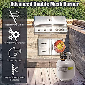 COOURIGHT 15,000 BTU Propane Tank Top Heater, Portable Outdoor Infrared Heater w/Automatic Shut-off Valve, Tip-over Switch, Ideal for Fishing Camping Hunting Climbing (Propane Cylinder not Included)