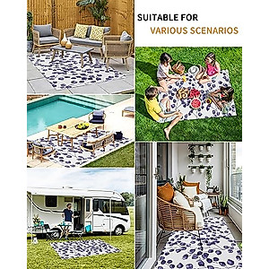 Outdoor Rug for Patio Purple Watercolor Plants Leaves 4'x6' Mat Carpet,Reversible Camping Aera Rugs,Rv,Porch,Deck,Camper,Balcony,Backyard