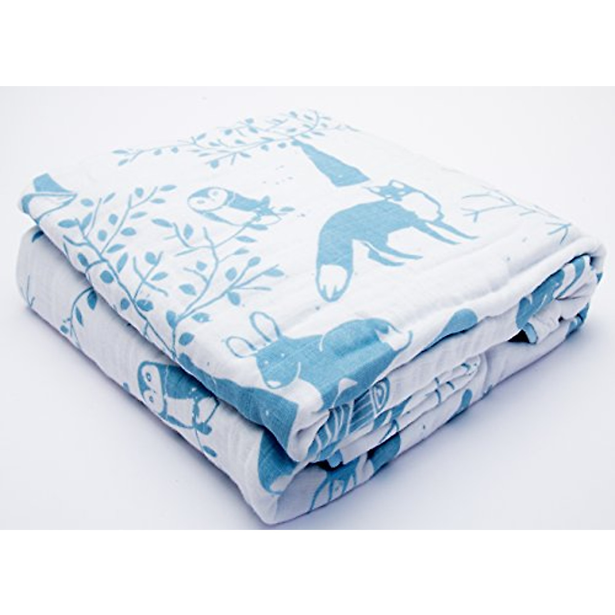 Clover & Sage Organic Muslin Baby Toddler Blanket - 100% Hypoallergenic Cotton Bed Blankets - Blue Forest