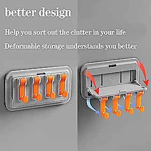QIYUGE 2PCS Foldable Hook Shelf - Wall Mounted Multifunctional Rack Caddy Organizer Phone Holder for Bathroom Kitchen Bedroom Porch Living Room
