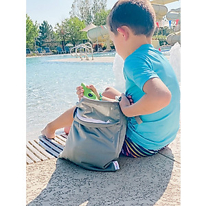 ALVABABY 2pcs Cloth Diaper Wet Dry Bags Waterproof Reusable with Two Zippered Pockets Travel Beach Pool Daycare Soiled Baby Items Yoga Gym Bag for Swimsuits or Wet Clothes L2629