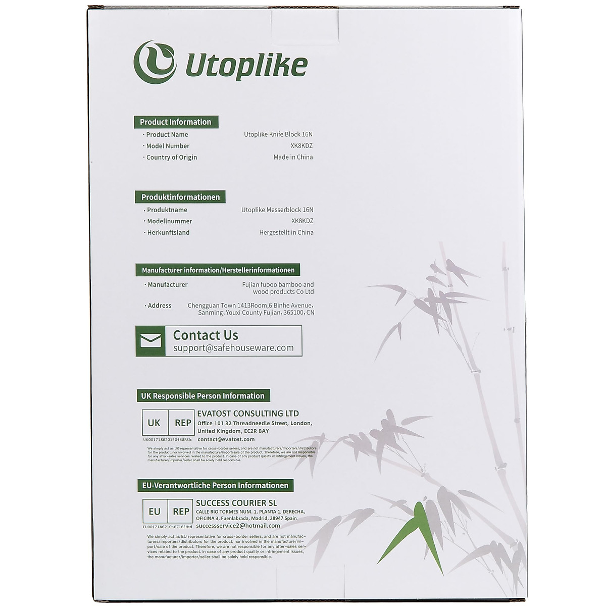 Utoplike In-drawer Knife Block Bamboo Kitchen Knife Drawer Organizer,Large handle Steak knife Holder without Knives, fit for 16 knives and 1 Sharpening Steel (16 Knife Organizer）