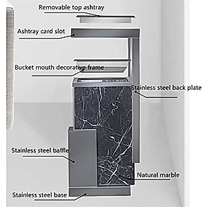 Trash Bin Trash Can Wastebasket Ashtray Garbage Bin 12L Luxury Stainless Steel Trash Can Marble Waste Bin With Ashtray Hotel Lobby Vertical Outdoor Large Garbage Bin Garbage Can Waste Bin ( Color : On