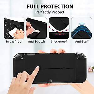 ZUSLAB Compatible with Hard Case Nintendo Switch – OLED Model 7.0” 2021, Dockable Protective Cover with Adjustable Stand, with 2 Game Slots Compatible with Joy‑Con controllers, Black