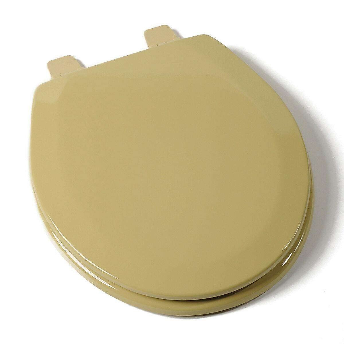 UYSB Gold Round Wood Toilet Seat, Adjustable Hinges Toilet Seats Bathroom accessories Toilet seat Toilet seat cover Home improvement Toilet seat risers Sitz bath for toilet seat Toilet seats