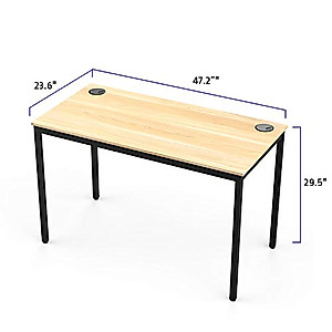 It's_Organized Industrial Computer Writing Desk, 47 Inch Office Study Desk for Laptops, Table for Office Study Living Room, Easy to Assemble,Sturdy Black Metal Frame, Wood Grain
