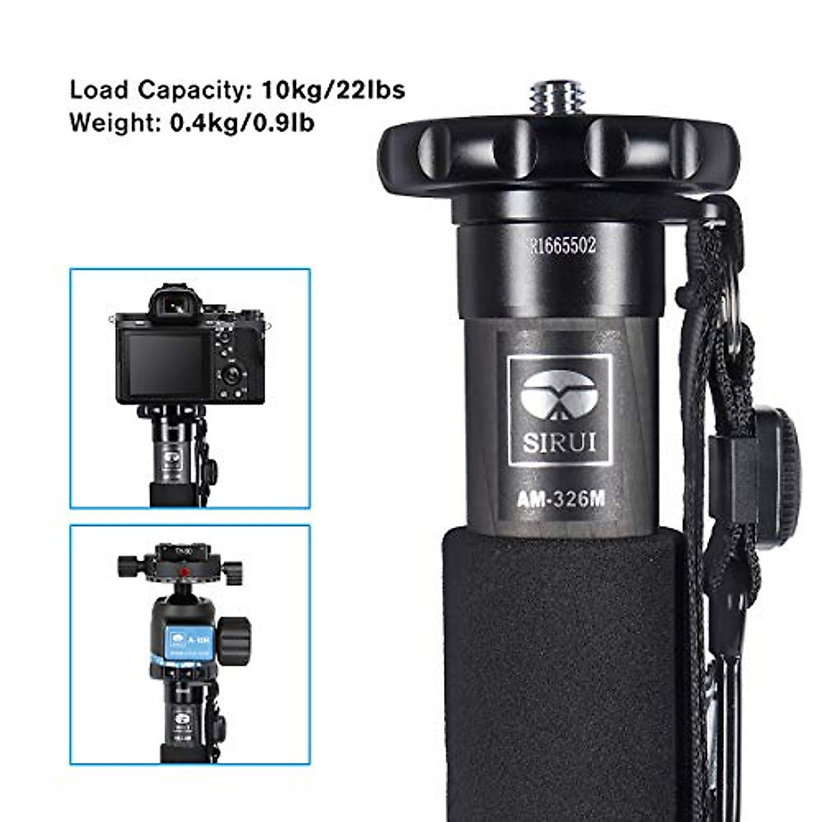 SIRUI Camera Monopod AM-326M 6 Section Carbon Fiber Portable Compact Lightweight Travel Monopod