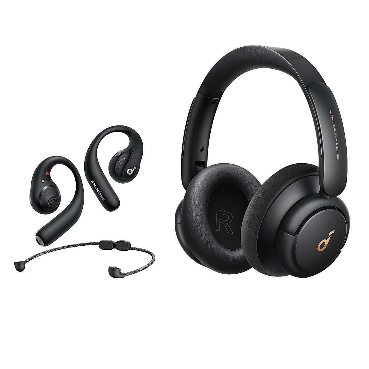 Soundcore by Anker AeroFit Pro Open-Ear Headphones with Life Q30 Noise Cancelling Headphones, Ultra-Comfort, Secure Fit, Ergonomic Design, Rich Sound with LDAC, IPX5 Water-Resistant, 46H Playtime