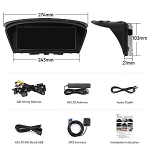 for BMW 3 5 Series E60 E61 E63 E64 E90 E91 E92 E93 2005-2008 Upgrade Radio Car Stereo Qualcomm 665 Otca Cores Built-in 4G LTE GPS Navigation Wireless Apple CarPlay Android Auto 8.8 inch Touchscreen