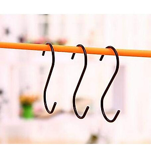 12 Pack Heavy-Duty Black Finish Steel S Shaped Hooks,S Type Hooks,S Hooks Hangers for Kitchen Pot Pan Plants Bags Towels