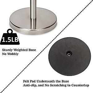 Paper Towel Holder Countertop, Surdy Weighted Base Paper Towel Holder Stand for Kitchen Bathroom with One-Handed Operation (Brushed Nickel)