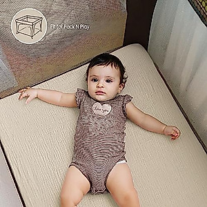 lulumoon Mini Crib Sheets Muslin: Pack and Play Sheets for Boys and Girls - Cotton Fitted Crib Sheet for Pack N Play Mattress and Playard 2Pack 24"x38"