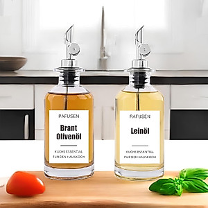 Pafusen 2 Pack Auto Flip Olive Oil Dispenser Spout, Liquor Pour Spout, Oil Dispenser Top, Easily Turn Your Bottles into Dispensers for Liquor, Vinegar, Oils, Weighted Pourer, Silvers