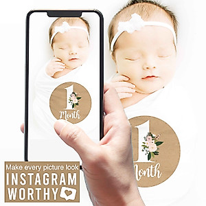 16 Monthly Baby Milestone Stickers Girl - Rustic Baby Monthly Milestone Stickers for Baby Girl, Milestone Baby Monthly Stickers, Baby Month Stickers for Baby Photo Props, Monthly Baby Stickers Girl