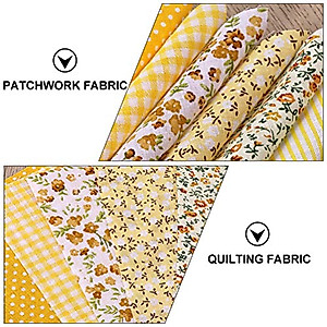 Healifty Fabric 7pcs Cotton Patchwork Bundle Squares Patchwork Lint Different Designs for DIY Sewing Quilting Scrapbooking Yellow Quilting Quilting Quilting Fabric