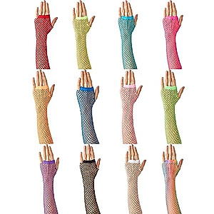 OTPEH Short Fishnet Gloves Fingerless For Women Fish Net Mesh Emo Goth 80s Scene Accessories