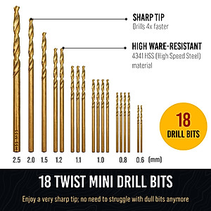 Micro Drill Bits Set with Pin Vise | Small Hand Drill Bit Set - Pin Vise Hand Drill Manual, PCB Mini Drill Bits for Resin Beads Polymer Clay | DYI Jewelry Making Drill, Craft Drill Bits Set