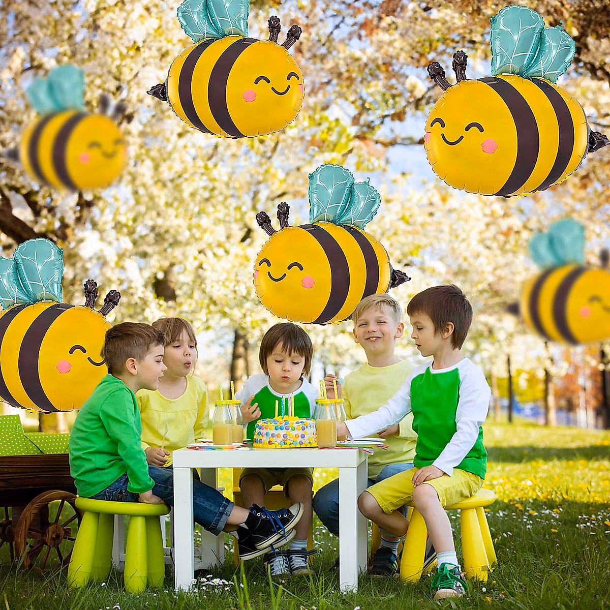 diycam Bee Foil Balloons, Bumble Bee Balloons for Bee Birthday Party Decoration, 6 Pcs Bee Balloon for Bee Themed Party Birthday Baby Shower Gender Reveal Birthday Party Decorations Supplies