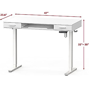 SHW 48-Inch Electric Height Adjustable Desk with Keyboard Tray and Two Drawers