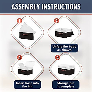 Ornavo Home 3 Pack Collapsible Storage Bins with Lid, Foldable Linen Fabric Shelf Storage Basket Closet Organizer and Large Storage Box for Clothes with Leather Handles, 15 x 10 x 9, White/Black