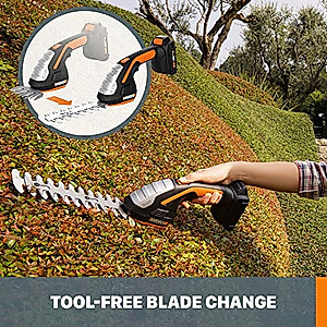 WORX WG261 20V Power Share 22" Cordless Hedge Trimmer (Battery & Charger Included) WG801 20V Power Share 4" Cordless Shear and 8" Shrubber Trimmer (Battery & Charger Included)
