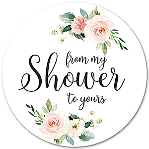 40 cnt Floral from My Shower to Yours Thank You Stickers - Favor Stickers - Thank You Labels