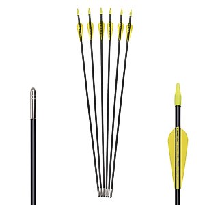 6875 Fiberglass Arrows Archery 26 Inch Target Shooting Safetyglass Recurve Bows Suitable for Youth Children Woman Beginner 6pcs/Pack (tigerspot Yellow Vanes)