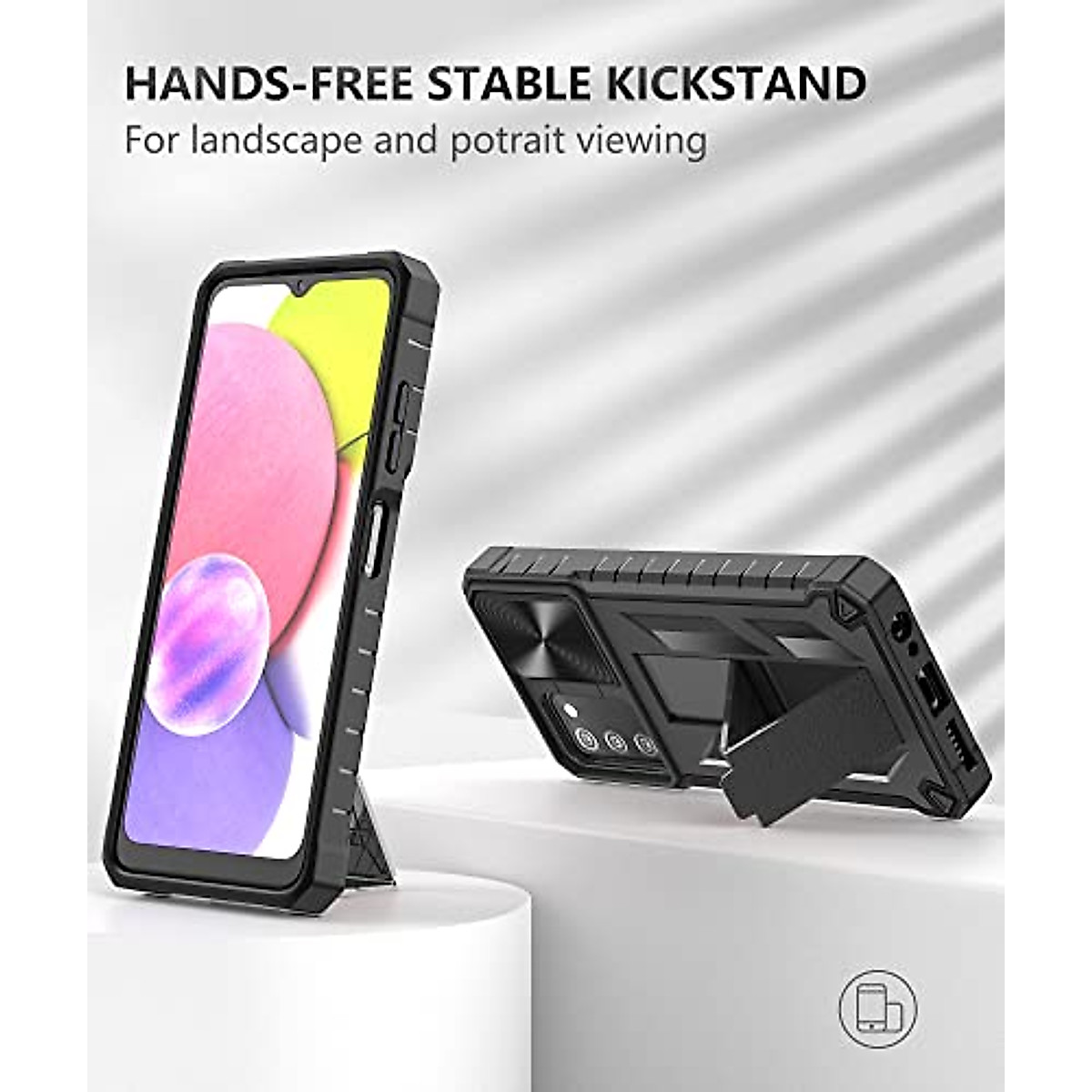 for Samsung Galaxy A03s Protective Case: Military Grade Drop Proof Full Protection Mobile Phone Cover with Kickstand | Durable Rugged Shockproof TPU Matte Textured Tough Bumper Shell