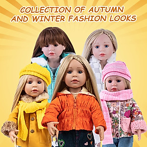 Rakki Dolli Doll Clothes Set Fashion 4 Pieces includes Warm Hooded Coat, T-Shirt, Jeans Skirt & Underpants, Handmade Party Dress Casual Wear Fits 18 Inch American Girls Dolls 004