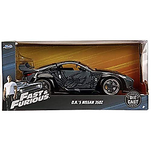 D.K.'s Nissan 350Z Black "Fast n Furious" Movie 1/24 by Jada 97172 Full Body Grey Design and Black Hood