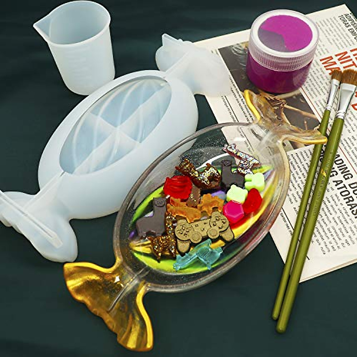 Tray Resin Mold, Large Candy Shaped Tray Silicone Mold, Epoxy Resin Casting Molds for Jewelry Storage Plate, Rolling Tray, Fruit Food Dish, Home Decoration