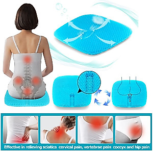 masteymoh Gel Seat Cushion for Long Sitting, Gel Cushions for Pressure Sores Relief, Double Thick Gel Cushion for Sitting, Seat Cushions for Office Chairs with Breathable Nonslip Cover