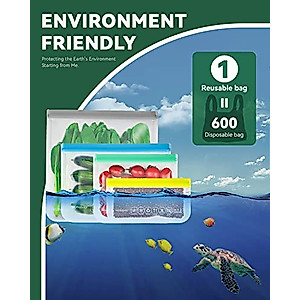 20 Pack Reusable Food Storage Bags and 1 Silicone Bag Drying Rack, Reusable Freezer Bags Assorted Sizes(5 Snack Bags+5 Sandwich Bags+5 Quart Bags+5 Gallon Bags) for Fruits Meat and Veggies