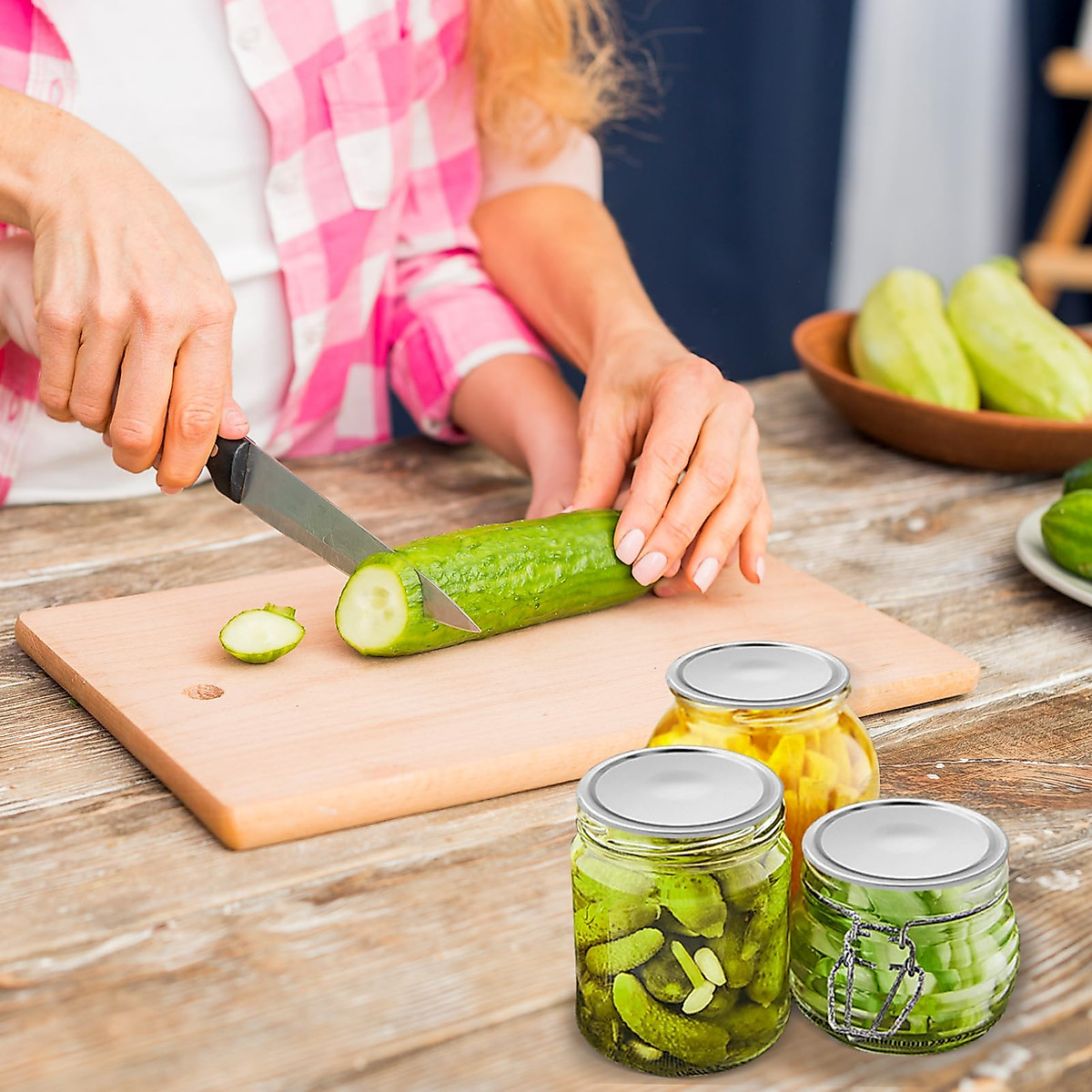 Canning Lids Wide Mouth, 200 Count 86MM Mason Jar Split-Type Metal Canning Lids for Ball, Kerr, Canning Jar lids Bulk, Food Grade Material Reusable Leak Proof Lids with Silicone Seals Rings