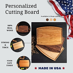Personalized Cutting Board, Display Stand & Gift Wrap - Perfect Bridal Shower, Wedding, Housewarming, Anniversary, Birthday, Couples & Christmas Gift Idea - Custom Wood & Size- Handmade in USA