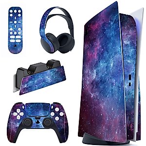 PlayVital Magic Sky Full Set Skin Decal for ps5 Console Disc Edition, Sticker Vinyl Decal Cover for ps5 Controller & Charging Station & Headset & Media Remote