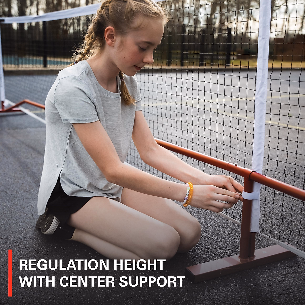 Rukket Sports Portable Pickleball Net System - Regulation Size 22ft Wide x 36in Tall - Powder Coated Steel Frame with 15-Ply Knotted PE Netting - Includes Pickleball Court Marking Kit