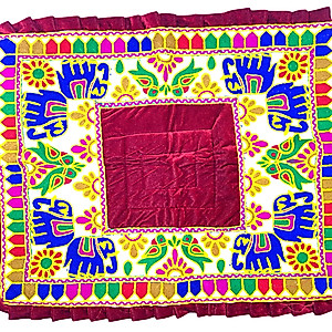 LOVENSPIRE Elephant Pooja Aasan Rug Velvet Prayer Mat Meditation Multipurpose Aasan for Ganesh Pooja Diwali Pooja Mandir and Festive Decor Diwali Decoration Housewarming Gift